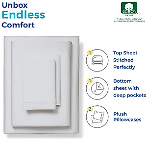 Pure Cotton Full Size Cotton Bed Sheets Set (Full Size,1000 Thread Count) Silver Bedding Pillow Cases (4 Pc) Cotton Sheets Full Size Bed- Sateen Sheets - 16 in Deep Pocket Full Sheets