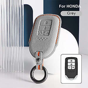 FDAIUN Car Key Bag Key Chain Holder For Honda Civic 11 Three-dimensional Key Fob Holder Auto Key Case Protector (Grey)