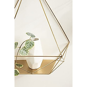 Kate and Laurel Prouve Decorative Geometric Multi-use Metal Wall Display Shelves, Gold, 2 Piece Set