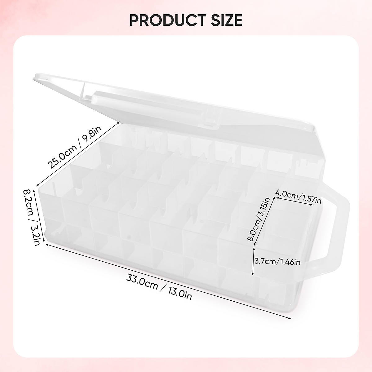 Kokorosa Double Sided Thread Box Storage,46 Grids Sewing Organizer,Portable Plastic Organizer for Crafts Embroidery Sewing Small Toy Embroidery Floss