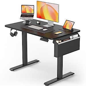 ErGear Standing Desk with Storage Pocket, 40 x 24 inch Height-Adjustable Standing Desk, Electric Standing Desk Workstation with Height Memory Presets for Home & Office, Black