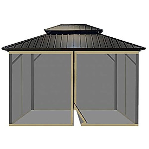 COWVIE Gazebo Netting Screen Replacement Universal 4-Panel Sidewalls 10' x 12' ( Only Netting)