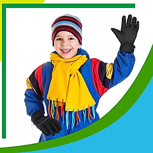 Newcotte USB Heated Gloves Electric Winter Gloves for Kids and Baby Snow Ski Gloves Waterproof Warm Gloves Boys Cold Weather Gloves (Black, 7-10 Years)