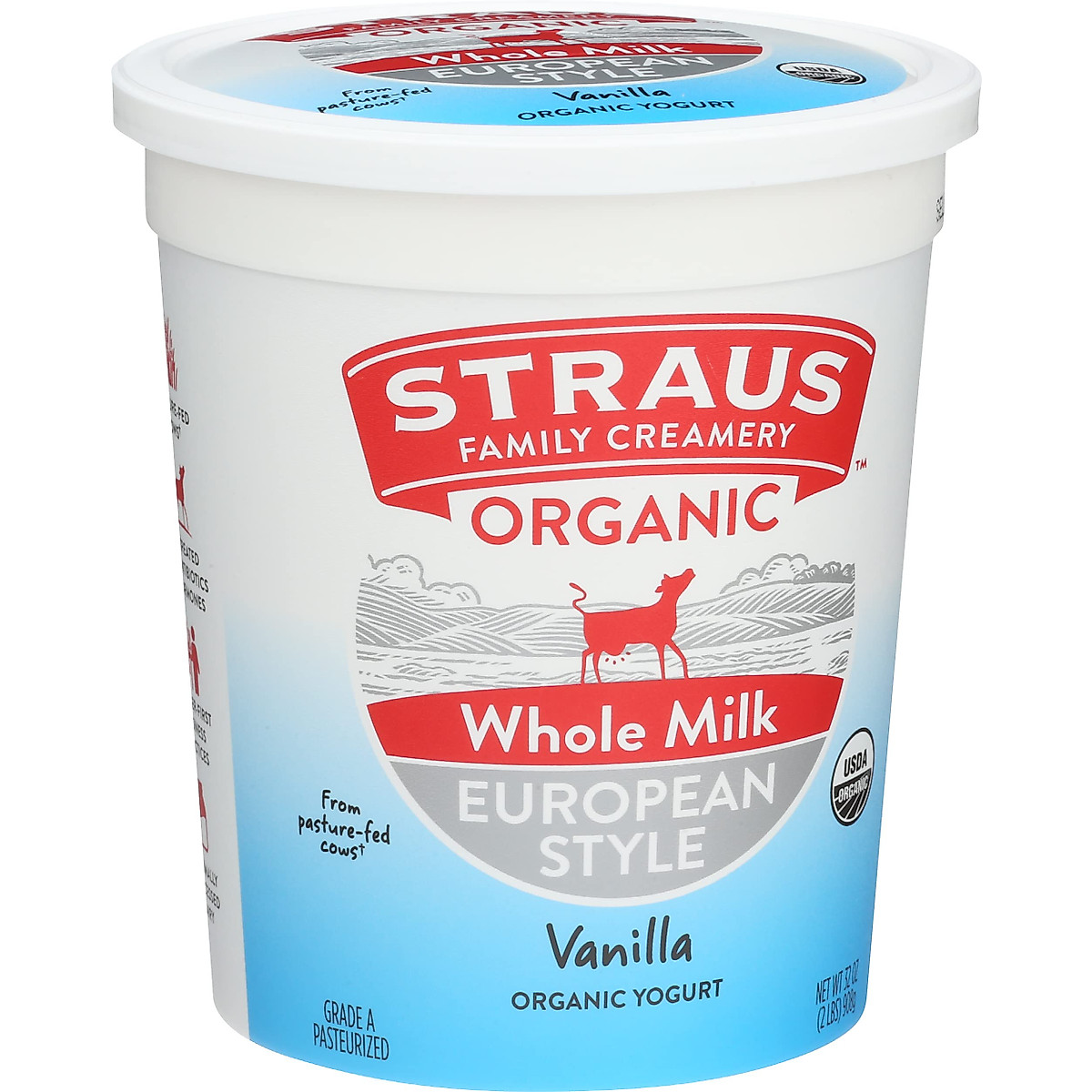 Straus Family Creamery, Organic Vanilla Whole Milk Yogurt, 32 oz
