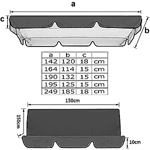 XYQSBY Swing Chair Seat/Canopy Replacement 3/2 Seater, Garden Canopy Swing Chair Cover Set Universal, 210D Waterproof UV Resistant Silver Coated Oxford Cloth (Color : Pink, Size : 195×125×15CM)