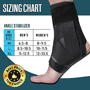 Lace Up Ankle Brace, Cross Strapping Ankle Stabilizer with Dual Side Support for Men & Women, Figure 8 Ankle Support Brace for Sprained Ankle (M)