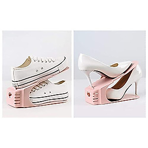 HTLLT Practical and Convenient Shoe Slots Organizer Adjustable Shoe Racks Space Saver Shoe Holder 5 Piece Set,Black