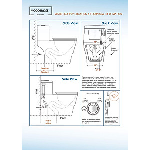 WOODBRIDGE One Piece Toilet with Soft Closing Seat, Chair Height, 1.28 GPF Dual, Water Sensed, 1000 Gram MaP Flushing Score Toilet with Chrome Button T0001-CH, White