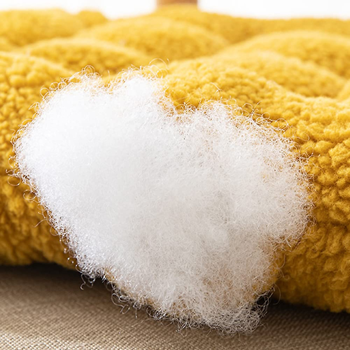 XSlive Soft Fleece Chair Pad with Ties,Fluffy Thick Sherpa Wool Square Seat Cushion for Winter Comfy Plush Cushion Pads for Home Office Chair (Yellow,16"x16")