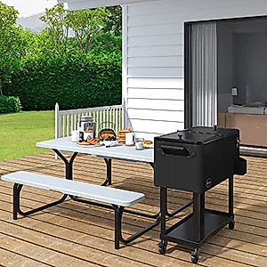 YITAHOME 80 Quart Rolling Cooler Cart with Bottle Opener Drainage, Portable Patio Cooler Rolling on Wheels, Outdoor Rolling Beverage Cart Drink Cooler for Patio Pool Deck Party BBQ Cookouts (Black)