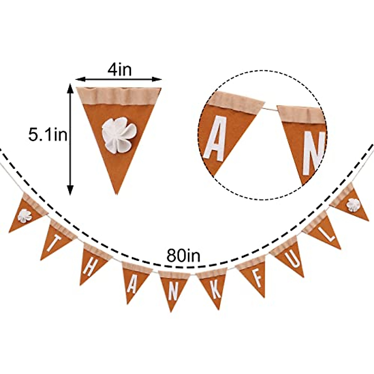 Felt Pumpkin Pie Thankful Banner - Thanksgiving Decorations, Pumpkin Spice Garland, Thankful Banner for Mantle, Fall decorations for home