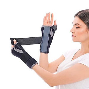 ikido Carpal Tunnel Wrist Brace, Adjustable Wrist Support Splint, Unisex Thumb Support with Metal Splint, Fits Right and Left Hand for Tendonitis, Arthritis, Sprains (Right)