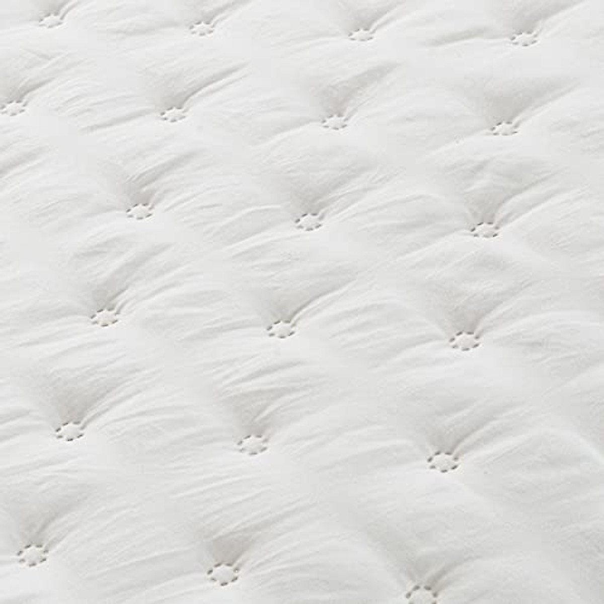 HIARUO 3-Piece Queen Quilt Set - Soft Warm Ultrasonic Reversible Pleated Ruffled Coverlet Bedspread Set (90 x 90 Inch) with 2 Pillow Sham (20 x 26 Inch), White