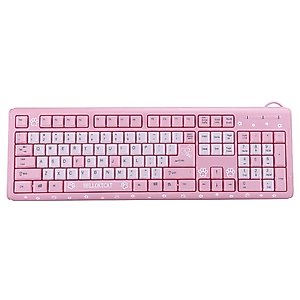 T osuny Wired Ultra-Thin Keyboard, USB, Cute Cartoon, Plug and Play, Pink/Black, Ergonomic, Waterproof for PC/Laptop/Desktop Computer
