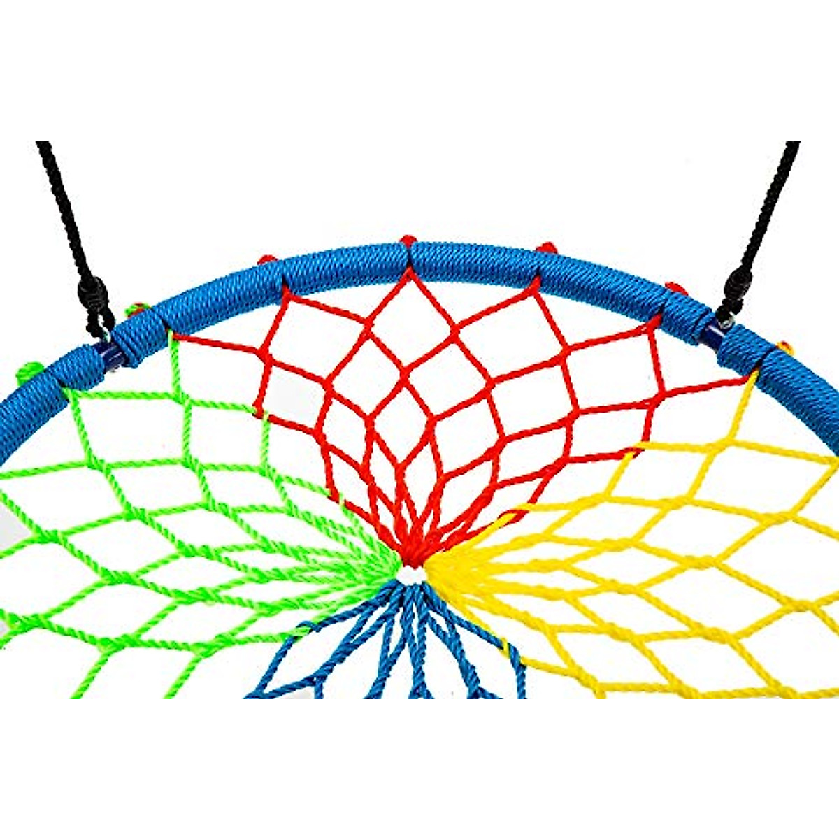 walsport 40” Spider Web Tree Swing Outdoor Saucer Tree Swing 330lb Weight Capacity Outdoor Swing for Kids Adults Extra Safe and Durable Easy to Install Red&Yellow&Blue&Green