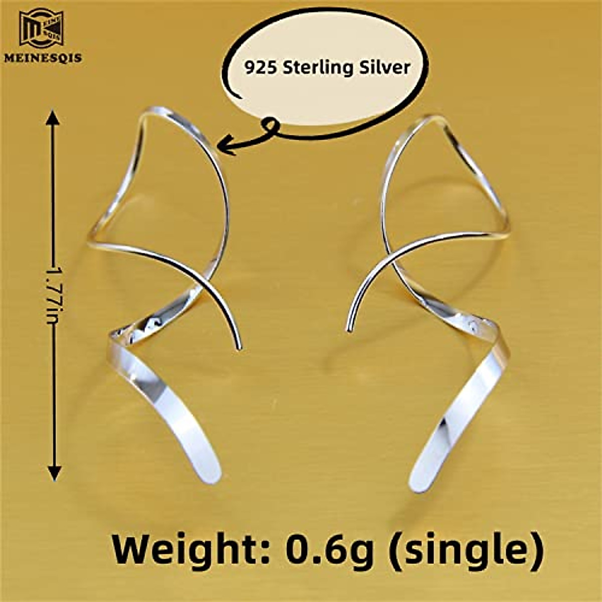 Earrings for Women Spiral threader earrings 925 sterling silver earrings hand bent dangle earrings for women，suitable for gift giving, perfect for your birthday party, Christmas, gift giving.