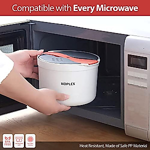 Koplex Easy & Multifunctional Rice Cooker Steam 2L Pot/Dishwasher Safe, Non-Stick, Non-Toxic & BPA Free/Dozens of Tasty & Healthy Meals in Minutes - Rice, Oats, Veggies, Pasta, Ramen, Quinoa & More