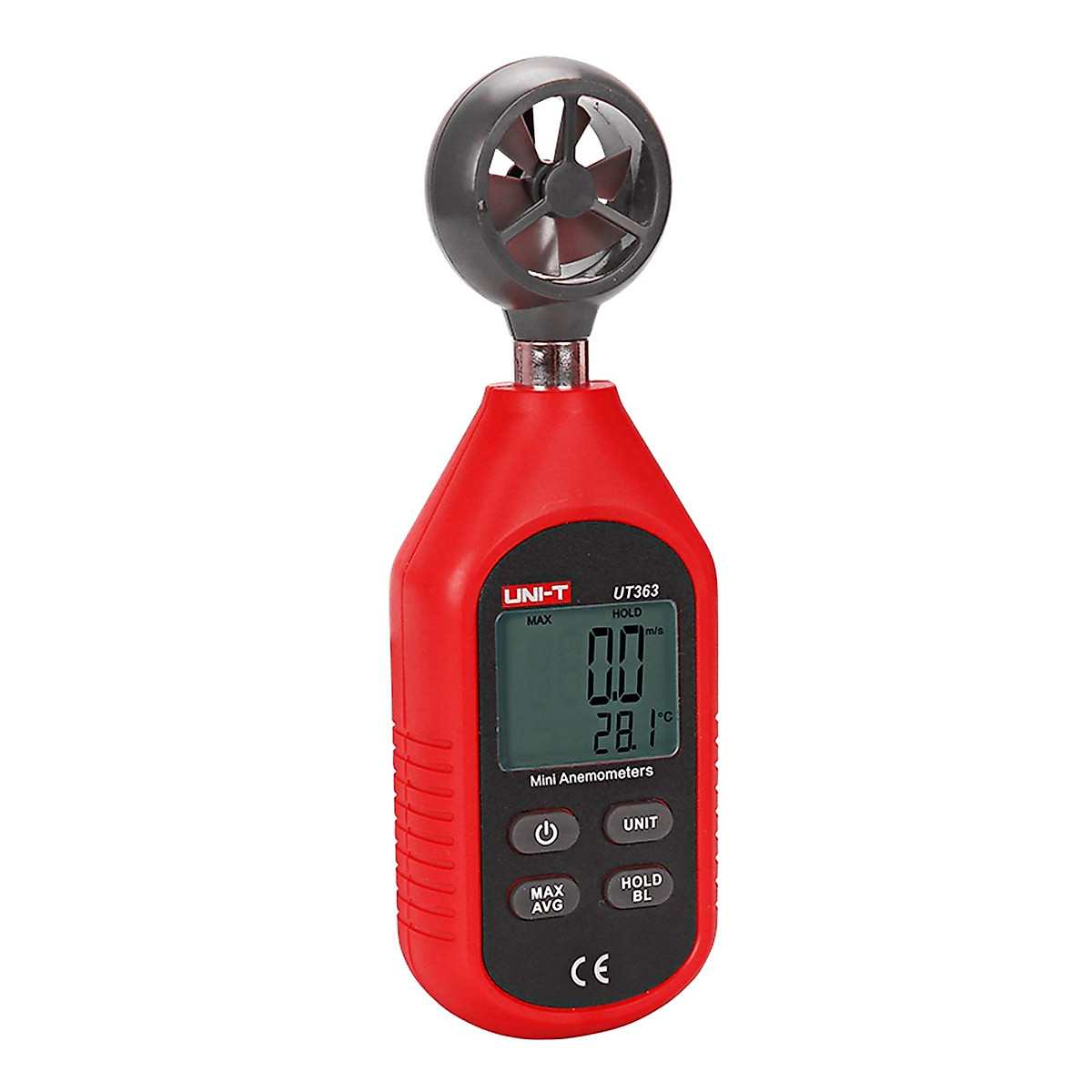 UNI-T UT363 Handheld Anemometer Wind Speed Meter Wind Chill Air Temperature Gauge -14°F to 122°F (-10°C to 50°C) with LCD Backlit Max/Avg Data Hold
