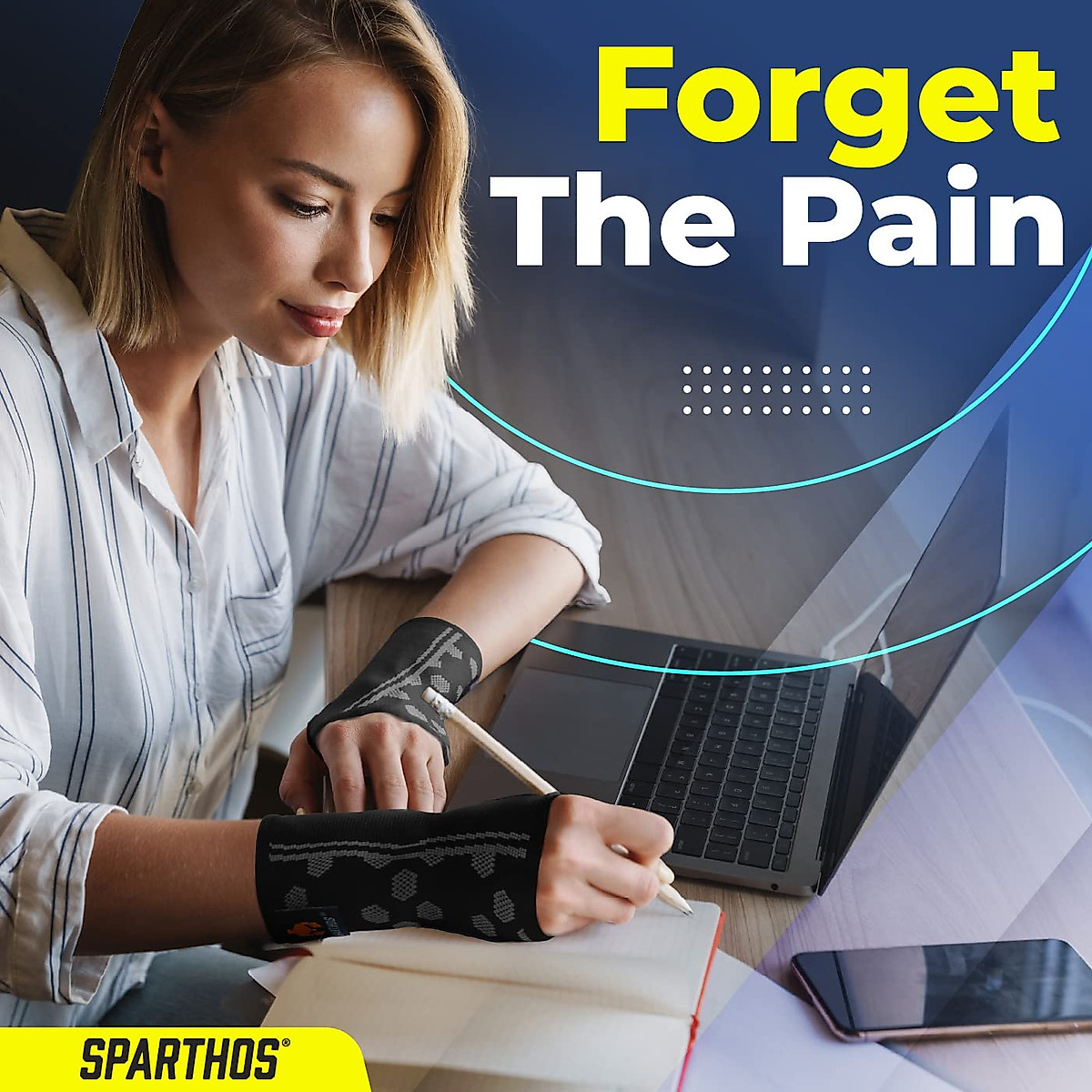 Sparthos Wrist Support Sleeves (Pair) – Medical Compression for Carpal Tunnel and Wrist Pain Relief – Wrist Brace for Men and Women (Medium, Midnight Black)