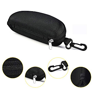 Yamrots 3pcs Zipper Hard Sunglasses Cases Portable Travel Eyeglasses Cases with Plastic Hook (Black Blue Grey)