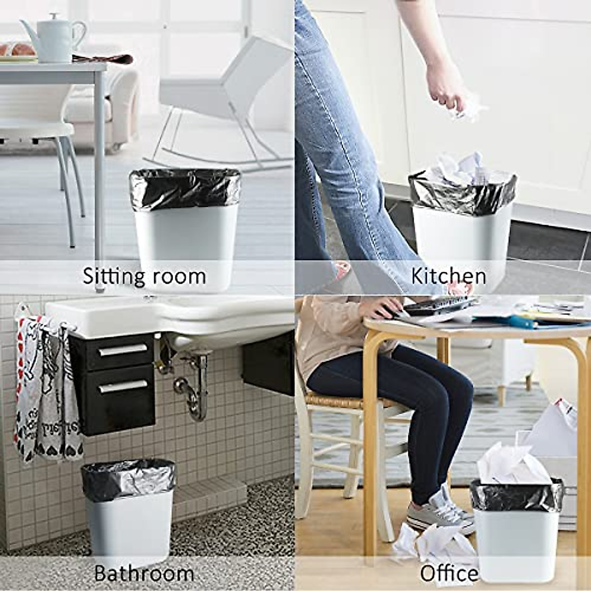 2.6 Gallon 80 Counts Strong Trash Bags Garbage Bags by Teivio, Bathroom Trash Can Bin Liners, Small Plastic Bags for Home Office Kitchen,fit 10 Liter, 2,2.5,3 Gal, Black