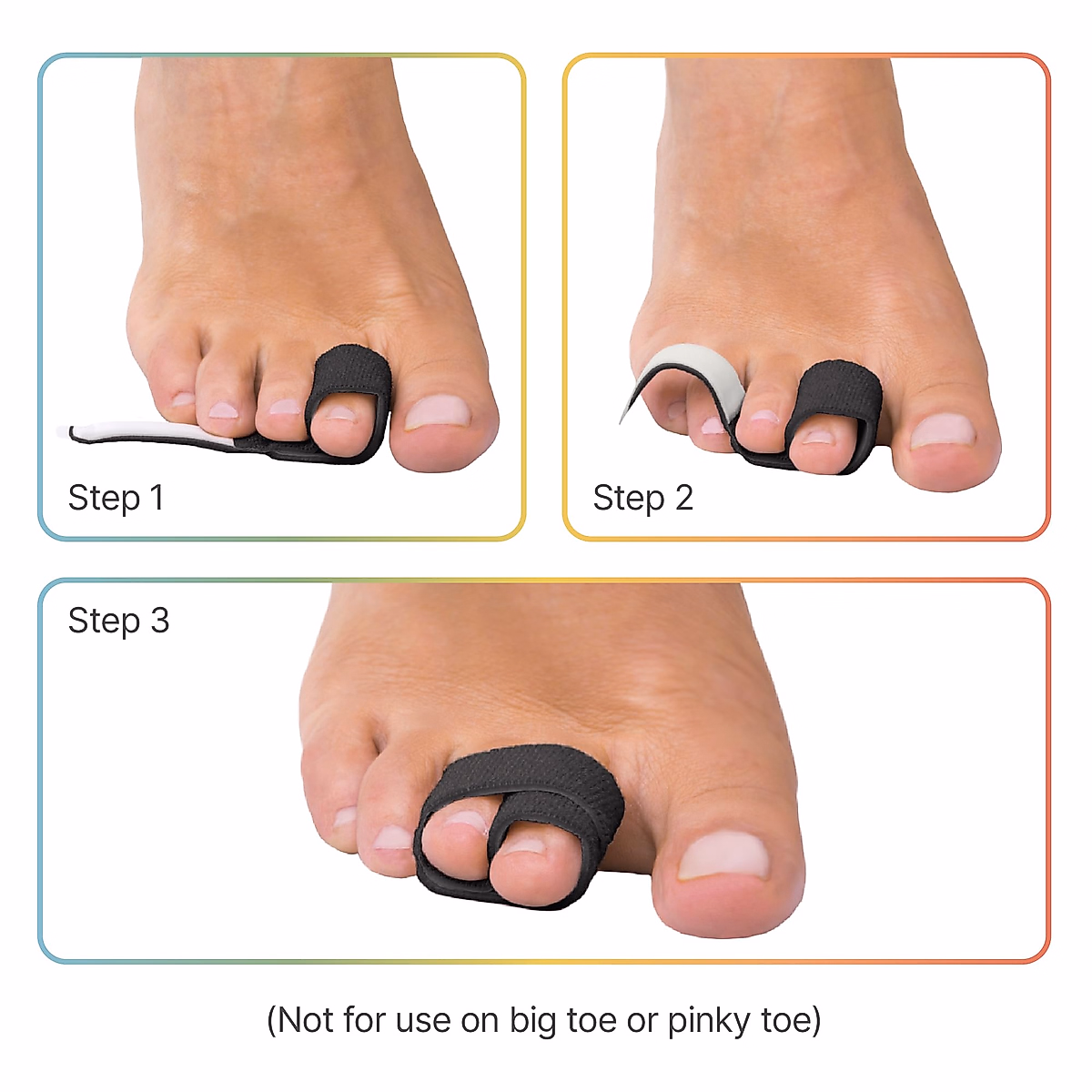 ZenToes Hammer Toe Corrector for Women & Men - Reusable Fabric Buddy Wraps for Broken Toes - Cushioned Toe Splint for Protection & Recovery & Hammertoe Straightener - 4 Count (OSFM, Black)