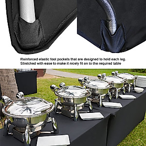 SUNTQ Fitted Table Covers-2 Pack 6ft Black ,for Table Universal Fitted Stretch Tablecloth for Party, Banquet, Wedding and Events