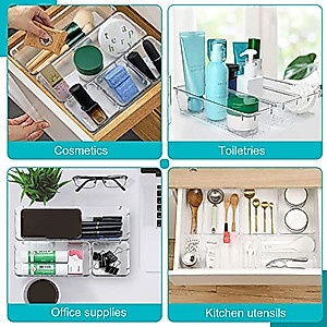 25 Piece - Non-Slip Drawer Organizer Bin Set- Clear bins