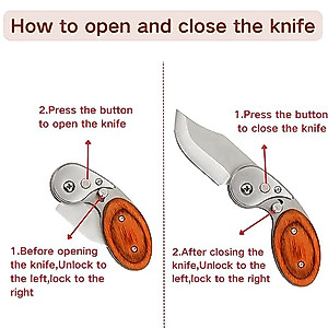 SWBIYING Pocket Knives & Folding Knives,Pocket Knives for Men with Clip,Tactical Knife with Wooden Handle,Edc Knife,Small Pocket Knife,Cool Gadgets for Hunting,Survival