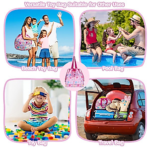 Extra Large Mesh Beach Sand Toy Bag - Mesh Tote Bag for Sand Toy with Drawstring, Lightweight Foldable Sand Toy Bag for Beach Travel Essentials, Seashell Rose Red