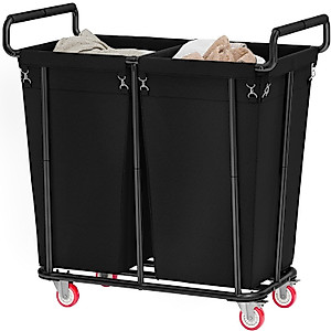2 Section Laundry Hamper with Wheels 360L Large Rolling Laundry Sorter Cart for Clothes Storage Heavy Duty Laundry Basket with Lockable Wheels Clothes Hamper for Laundry & Bedroom
