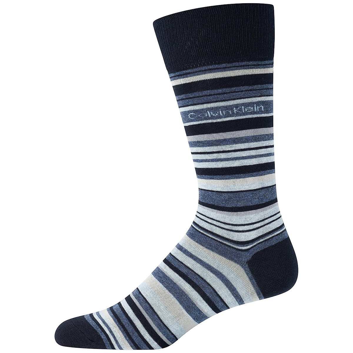 Calvin Klein Men's Socks - Luxury and Egyptian Cotton Blend Dress Socks (1 Pair), Size 7-12, Navy Stripes