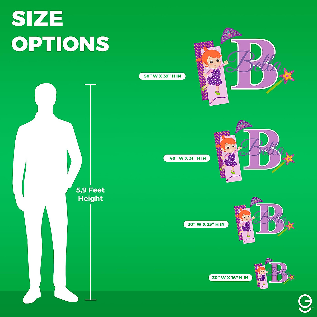 EGD Multiple Font Custom Name & Initial Yoyo CoComelon Kids Wall Decor | EGD X CoComelon Series | Personalized Wall Decal for Baby Girl or Boy | Multiple Sizes and Color Options