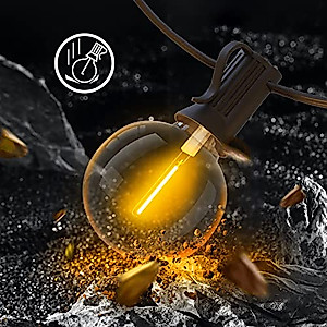 Outdoor String Lights,50ft with 48 Dimmable G40 LED Shatterproof Bulbs UL Approval Waterproof Globe String Lights 1W 2700K Outdoor Lighting for Backyard Porch Cafe Party Wedding Garden