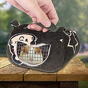 Pet Hamster Carrier, Blackish Green Flannelette Hamster Squirrel Travel Bags Portable Breathable Small Animal Carrier Outgoing Sleeping Bag for Squirrel Hedgehog Guinea Pig(S)