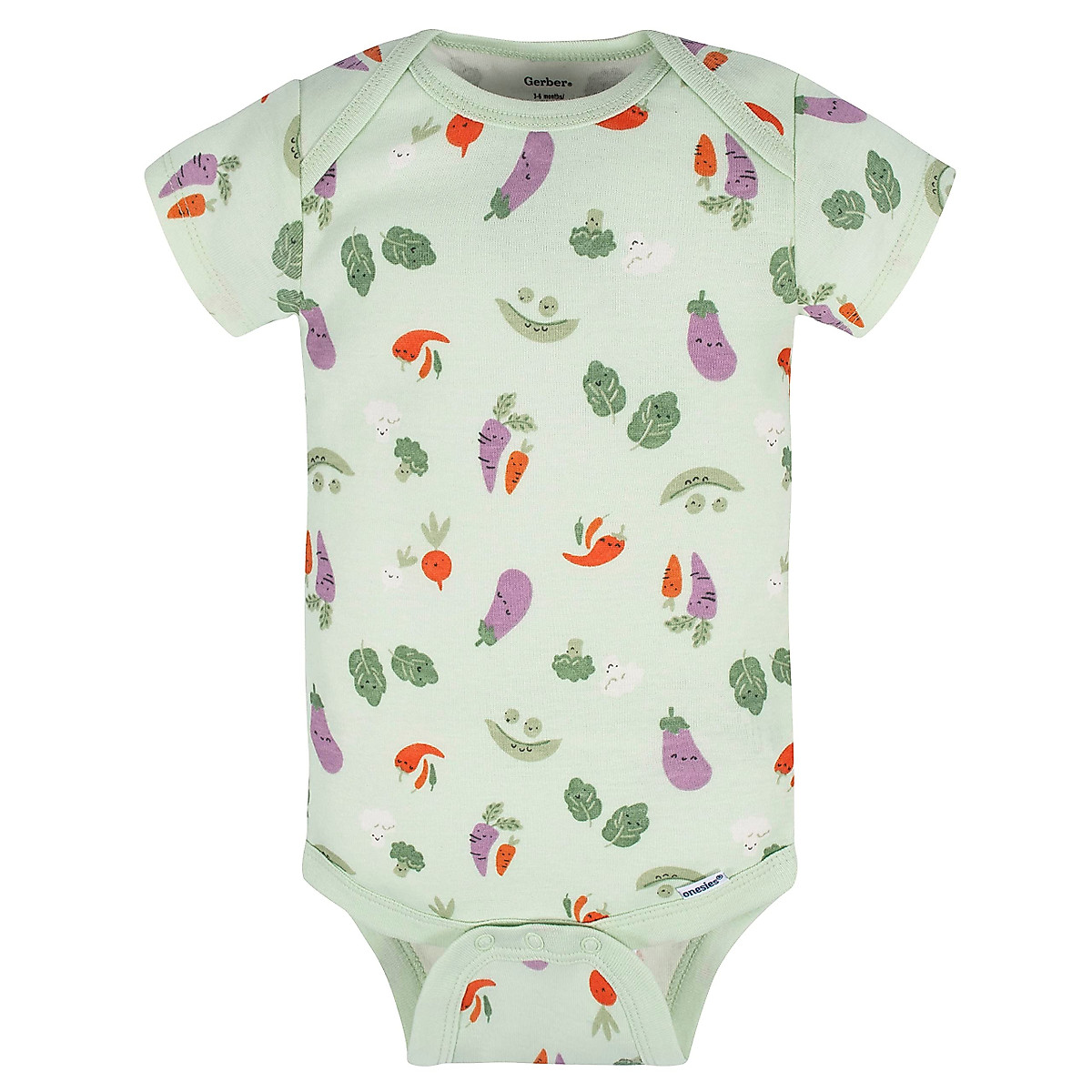 Gerber Unisex Baby 5-Pack Short Sleeve Variety Onesies Bodysuits Happy Veggies 0-3 Months