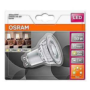 OSRAM LED Reflector lamp / Base: GU10 / Warm White / 2700 K / 4.40 W / Replacement for 50 W Reflector lamp / LED Three Step DIM PAR16 [Energy Efficiency Class A+] / Pack of 6