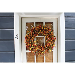 The Wreath Depot Appalachia Berry Silk Fall Door Wreath 24 inch, Handcrafted, Designed in USA, Full Wreath Shape and Size, Beautiful White Gift Box Included