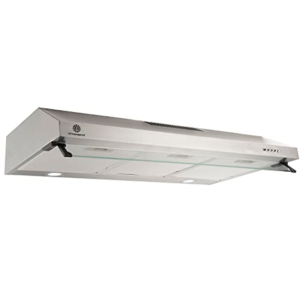 Slim Under Cabinet Range Hood in Stainless Steel, 36 Inch, Ducted Ductless Convertible Kitchen Hood, Dual-motor Exhaust Fan, Top and Rear Vent, 3-Speed, LED Lights, HTH HTHOMEPROD