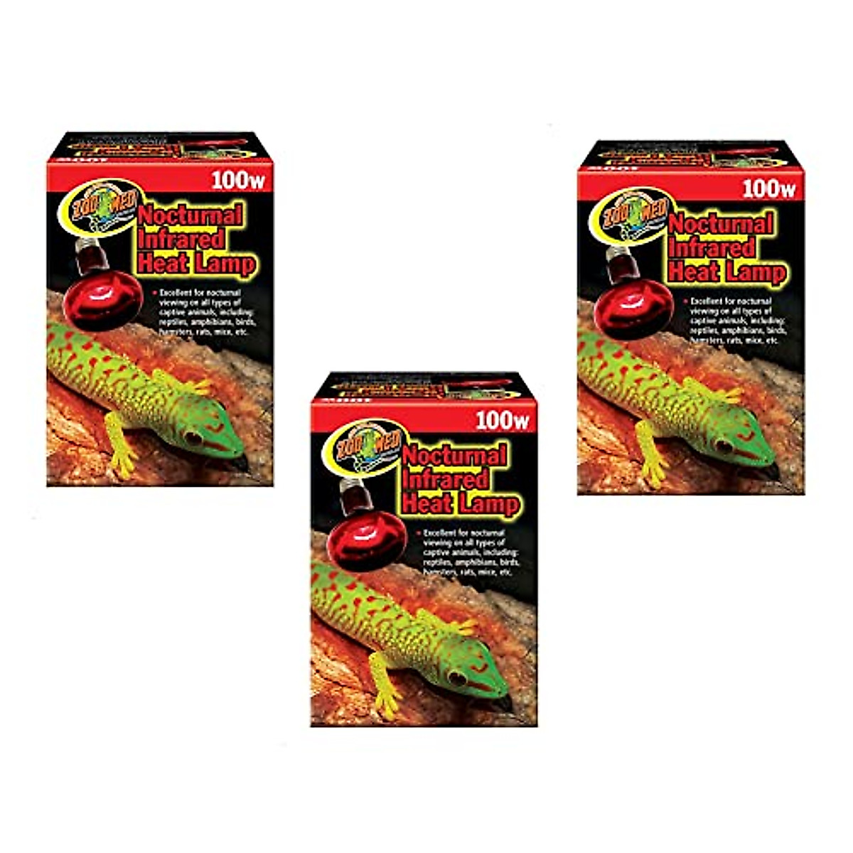 Zoo Med Nocturnal Infrared Heat Lamp 100 Watts - Pack of 3