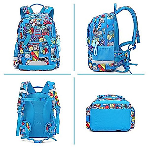 HTWO Toddler Backpack for Boys Backpacks Cartoon Kids Backpacks Passed CPSC Bookbag Suitable for Ages 3-5 With Pendant (Dark Blue)