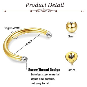 JOERICA 24-30PCS 16G Horseshoe Septum Rings Stainless Steel Nose Circular Barbells Rings Cartilage Tragus Helix Eyebrow Daith Earring Piercings Body Jewelry Ball and Arrow 8mm/10mm