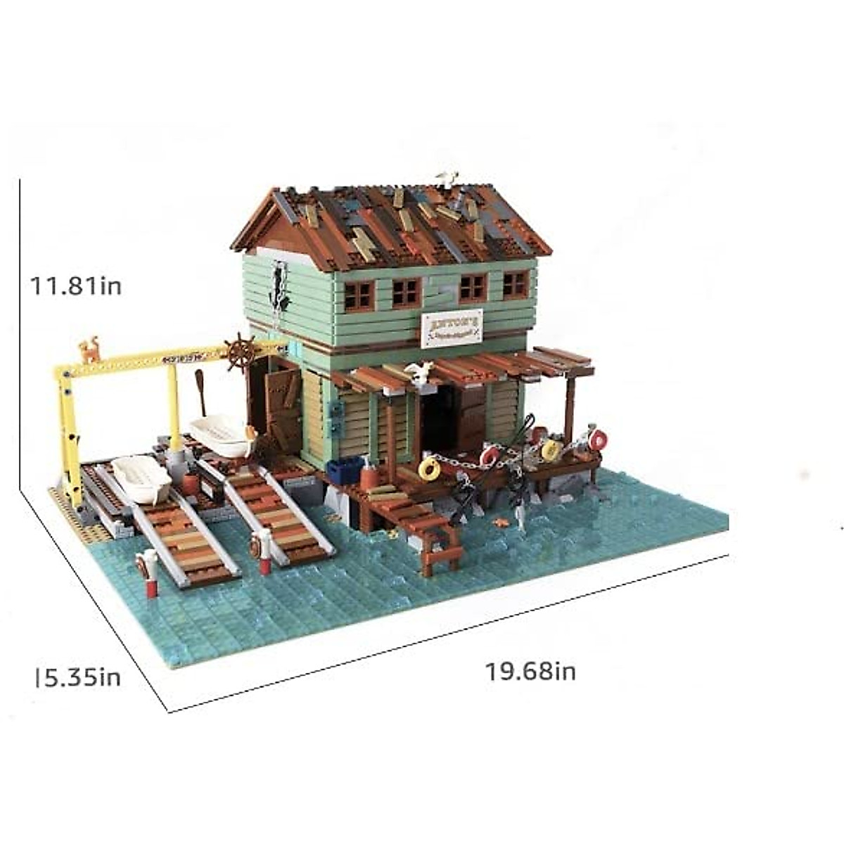 General Jim's Ship Repair Yard Fisherman's Harbor Town Series Street View Architecture 3281 Piece Detailed City Modular Building Block Bricks Model or Playset for Teens and Adults