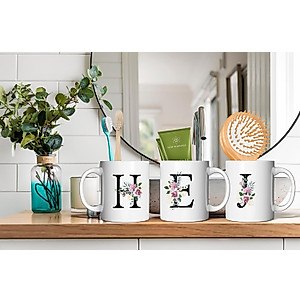 Retreez Initial A-Z Floral Botanical Bouquet Alphabet Monogrammed Monogram Mug 11 Oz Ceramic Tea Coffee Mugs - Appreciation Thank You Wedding Birthday Gifts for her friend coworker sister - S Initial