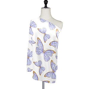 Nursing Cover Breastfeeding Scarf Purple Butterflies- Baby Car Seat Covers, Stroller Cover, Carseat Canopy(6te0j)