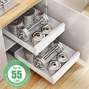 Pull out Cabinet Organizer, 1 Pack Slide out Drawers for Kitchen Cabinets, Sliding No Drill Shelves Fixed by Adhesive, Peel and Stick on Roll out Shelf Rack for Home Bathroom Pantry Base Organization