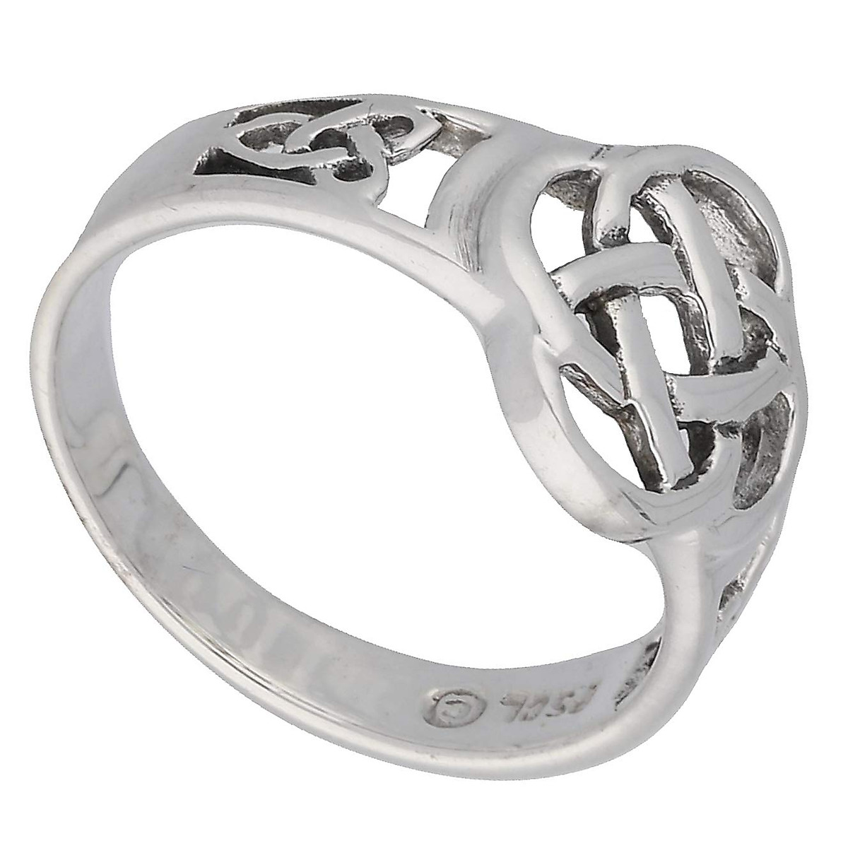 Celtic Triquetra Trinity and Flower Knot Eternity Sterling Silver Ring Size 10(Sizes 4,5,6,7,8,9,10,11)