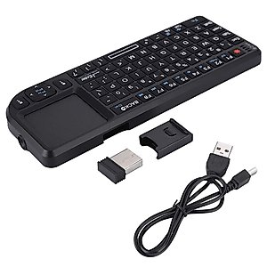Serounder 2.4GHz Touchpad Keyboard,RT-MWK02 Mini Keyboard Rechargeable Ultra-Thin Mini USB Backlit Keyboard with IR Light for HTPC for PS3/4 for 360 and ONE(QWERTY Keypad)