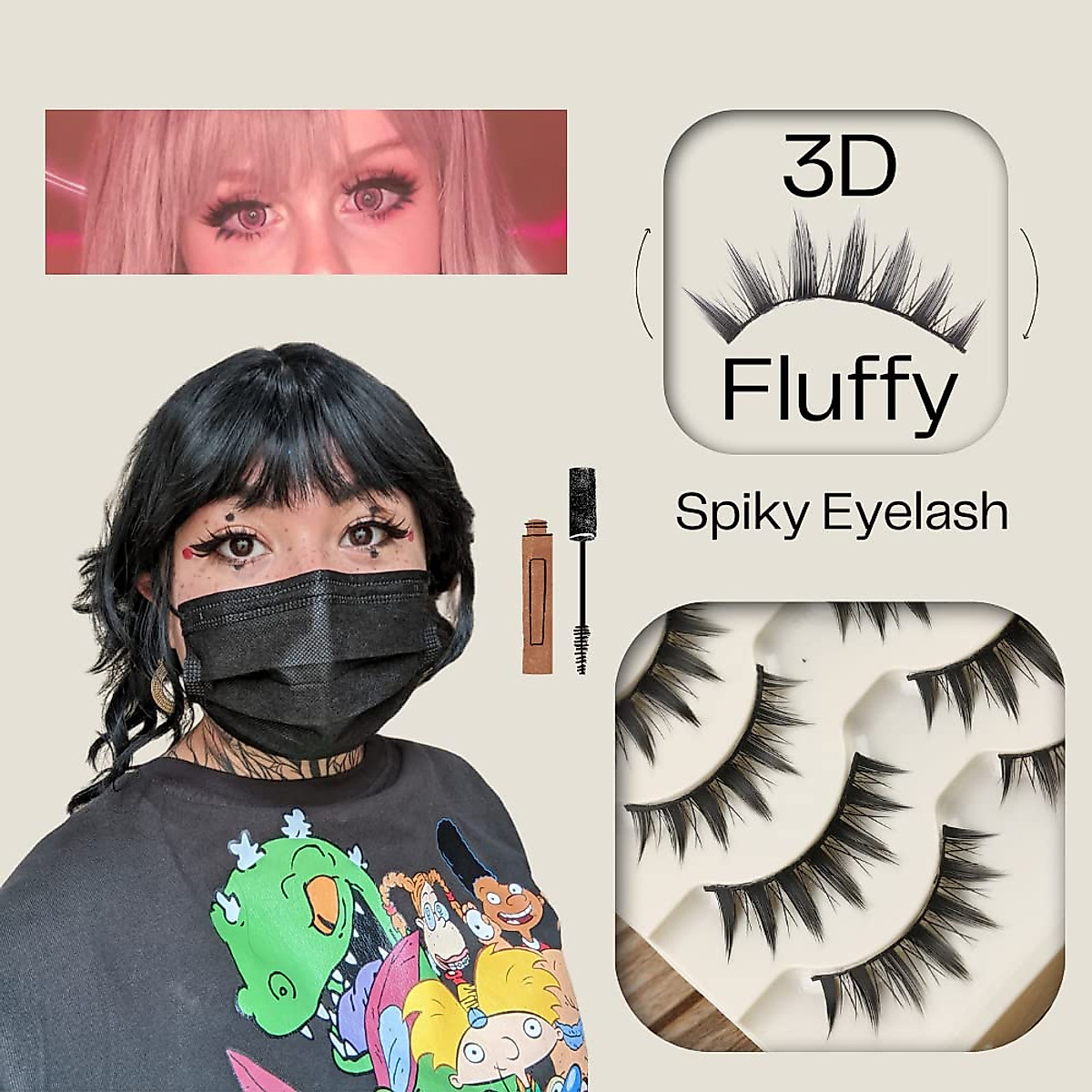 Okdeals 5 Pairs Japanese Style Makeup Eyelashes 3D Fluffy Spiky Eyelash Manga Lashes Little Devil Cosplay Anime Eyelash Natural Look Beauty Eye Lash Extension Tools