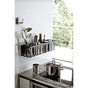 YAMAZAKI home 4247 Kitchen Storage Basket-Utensil Wall Organizer, Magnetic Holder, One Size, Black